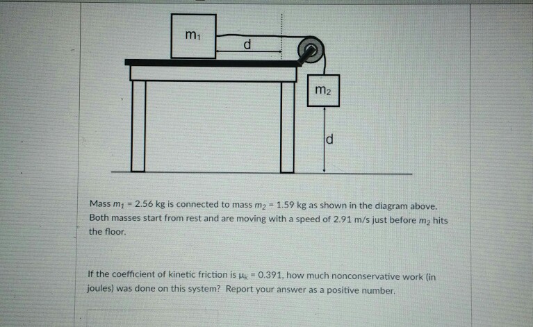 Solved m1 m2 Mass m1 2.56 kg is connected to mass m2 1.59 kg | Chegg.com