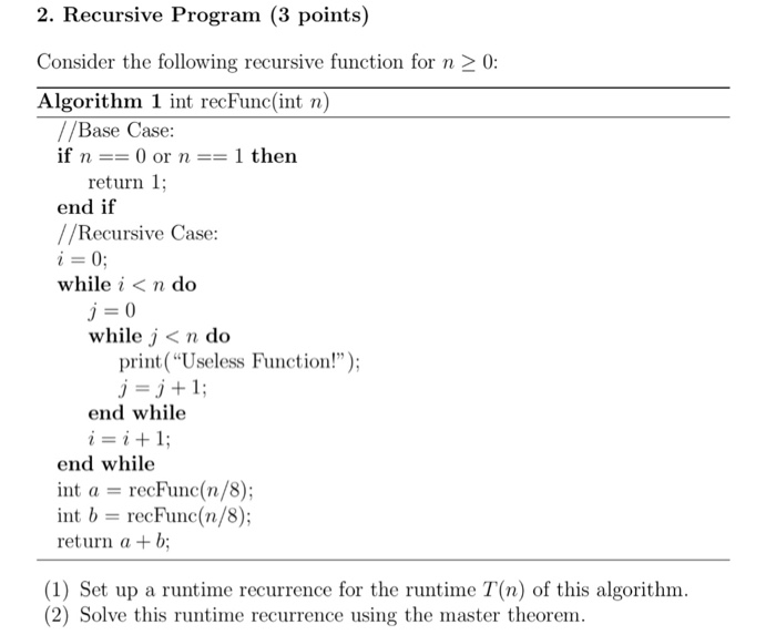 Solved Consider the following recursive function for n > 0: | Chegg.com Solved Consider the following recursive function for n > 0: | Chegg.com
