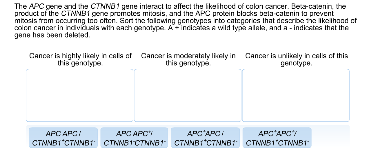Solved The APC gene and the CTNNB1 gene interact to affect | Chegg.com