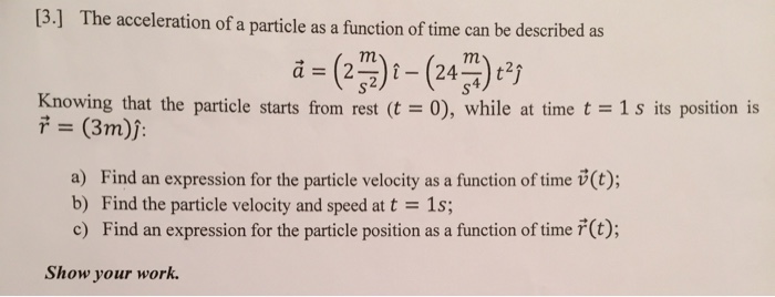 Solved The acceleration of a particle as a function of time | Chegg.com