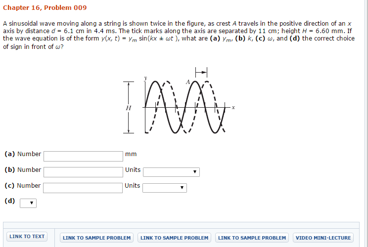 Solved A sinusoidal wave moving along a string is shown | Chegg.com