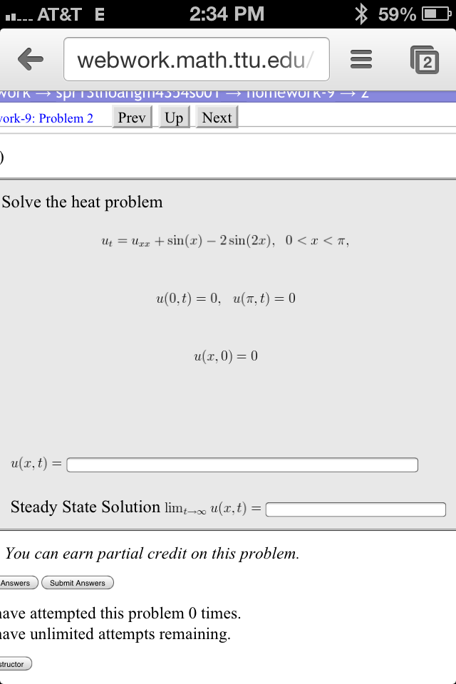 Solve the heat problem ut = uxx + sin(x) - 2sin(2x), | Chegg.com