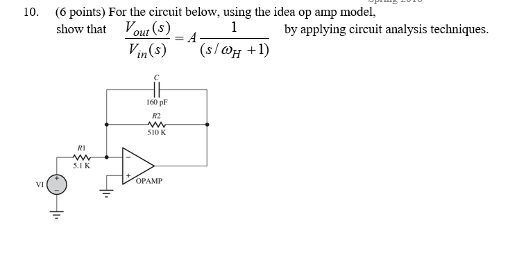 Solved For the circuit below, using the idea op amp model, | Chegg.com
