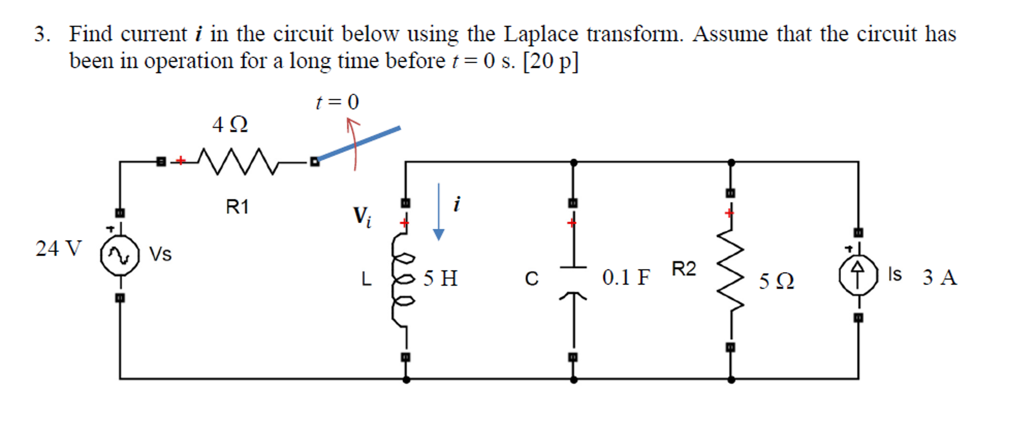Solved Find current i in the circuit below using the Laplace | Chegg.com