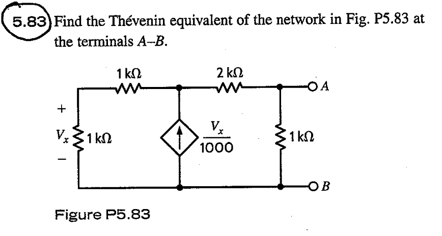 Solved Find thevenin equivalent of the network in Fig. P5.83 | Chegg.com