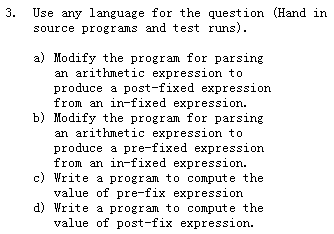 Solved a) Modify the program for parsing an arithmetic | Chegg.com