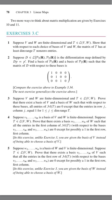 Solved 78 CHAPTER 3 Linear Maps Two more ways to think about | Chegg.com