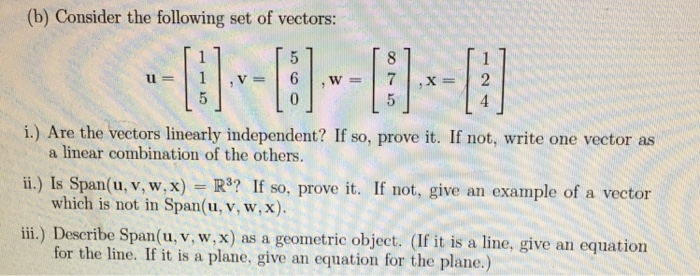 Solved Consider the following set of vectors: u = [1 1 | Chegg.com