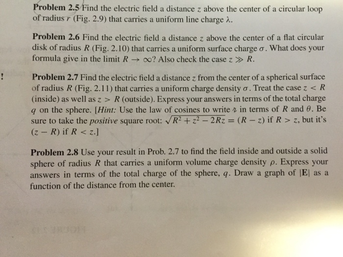 Solved Find the electric field a distance z above the center | Chegg.com