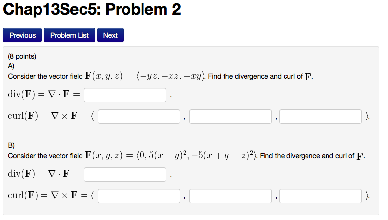 Solved Chap13Sec5: Problem 2 Previous Problem List Next (8 | Chegg.com