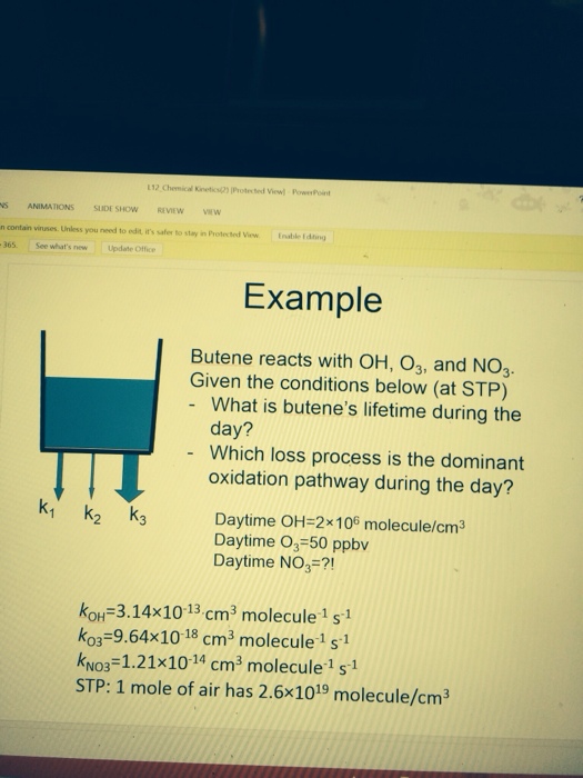 Solved Butene reacts with OH, 03, and N03. Given the | Chegg.com