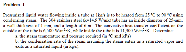 Pressurized liquid water flowing inside a tube at | Chegg.com
