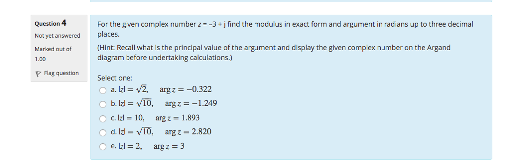 Solved For the given complex number z = -3 + j find the | Chegg.com