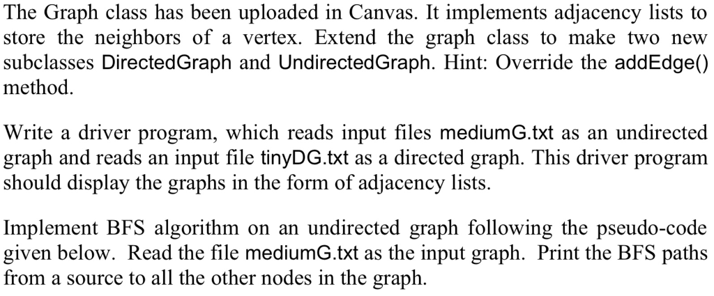 Solved The Graph class has been uploaded in Canvas. It | Chegg.com