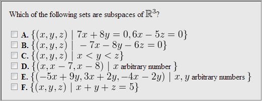 Solved Which of the following sets are subspaces of R3? | Chegg.com