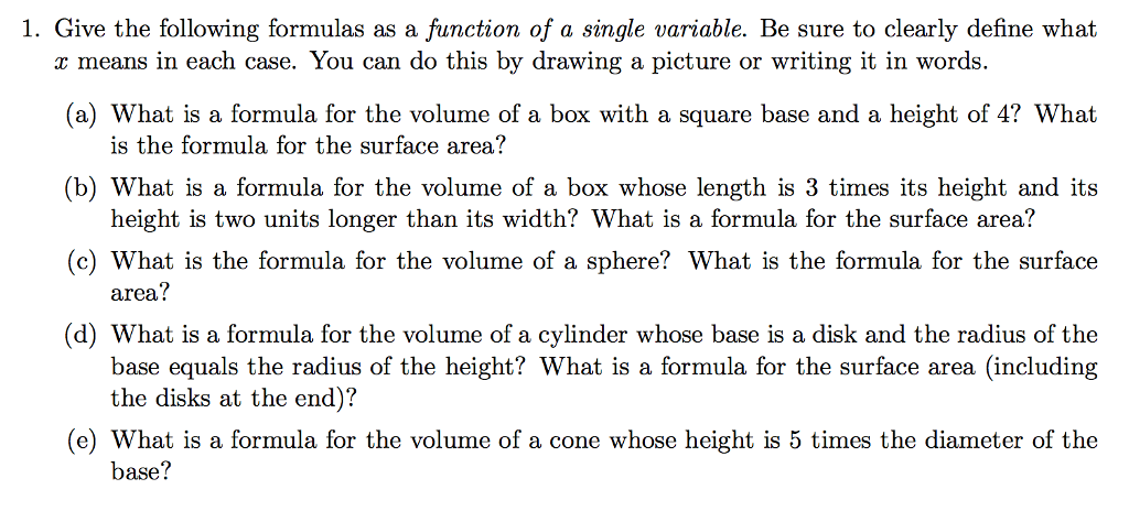 Solved 1. Give the following formulas as a function of a | Chegg.com