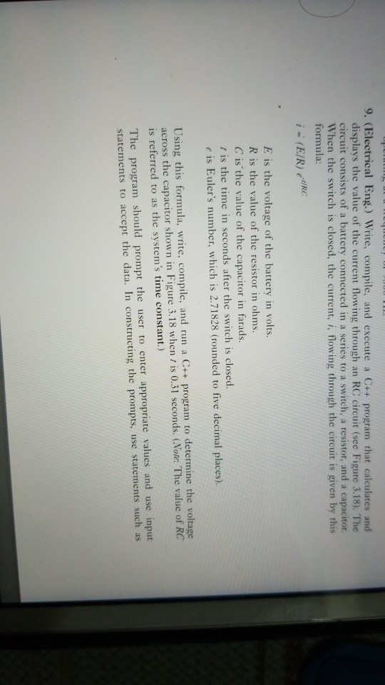 Solved 9. (Electrical Eng.) Write, compile, and execute a | Chegg.com Solved 9. (Electrical Eng.) Write, compile, and execute a | Chegg.com