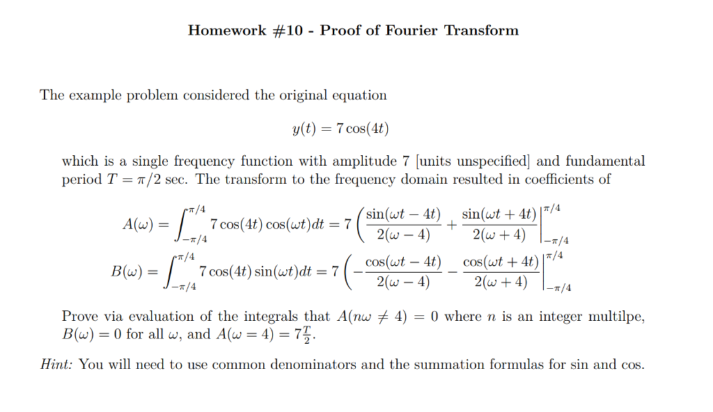 Solved Homework #10-Proof of Fourier Transform The example | Chegg.com