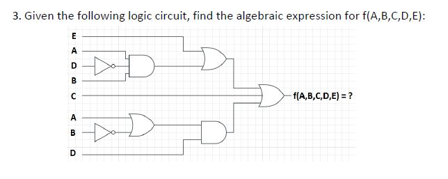 Solved Given the following logic circuit, find the algebraic | Chegg.com