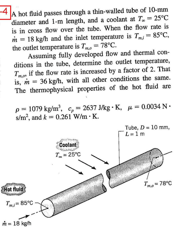 Solved A hot fluid passes through a thin-walled tube of 10mm | Chegg.com