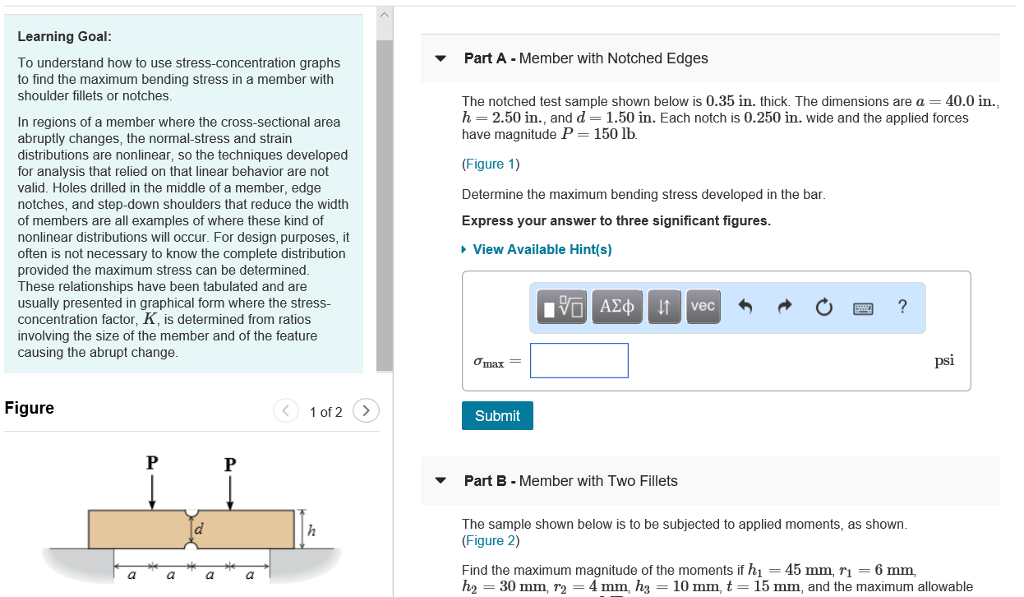 Solved Learning Goal Part A Member with Notched Edges To | Chegg.com