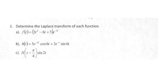 Solved Determine the Laplace transform of each function. | Chegg.com