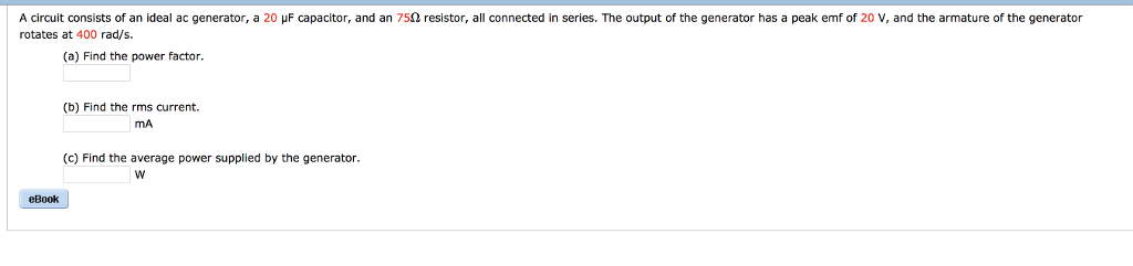 Solved A circuit consists of an ideal ac generator, a 20 μF | Chegg.com