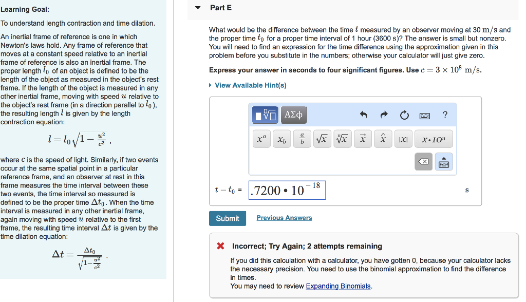 Solved Learning Goal Part E To understand length contraction | Chegg.com