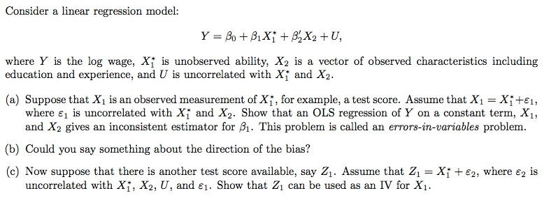Consider a linear regression model: Y = beta_0 + | Chegg.com