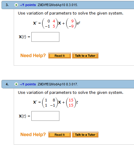 Solved Use variation of parameters to solve the given | Chegg.com