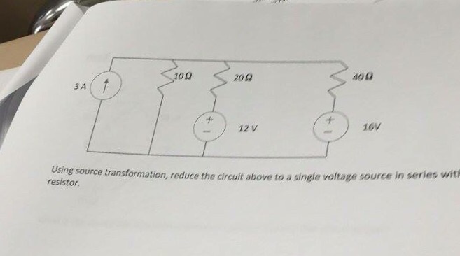 Solved Using source transformation reduce the circuit to a | Chegg.com