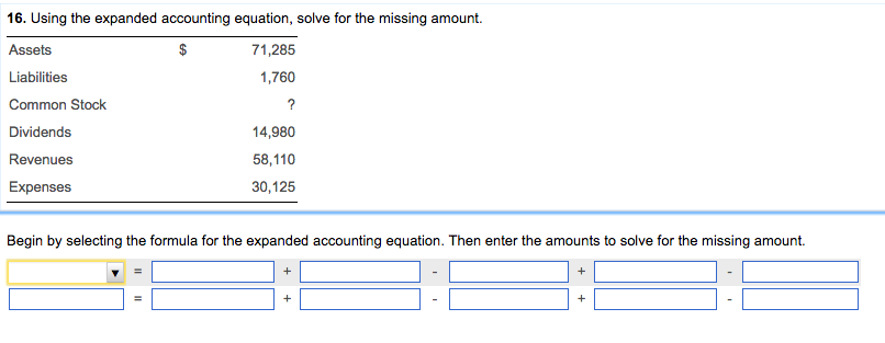 Solved Using the expanded accounting equation, solve for the | Chegg.com