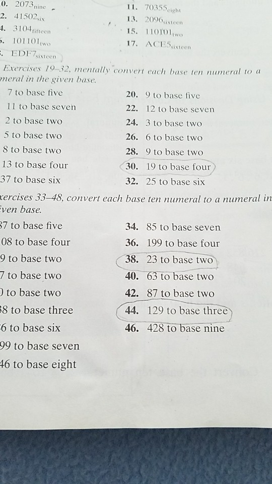 Solved Convert each base ten numeral to a in the given | Chegg.com