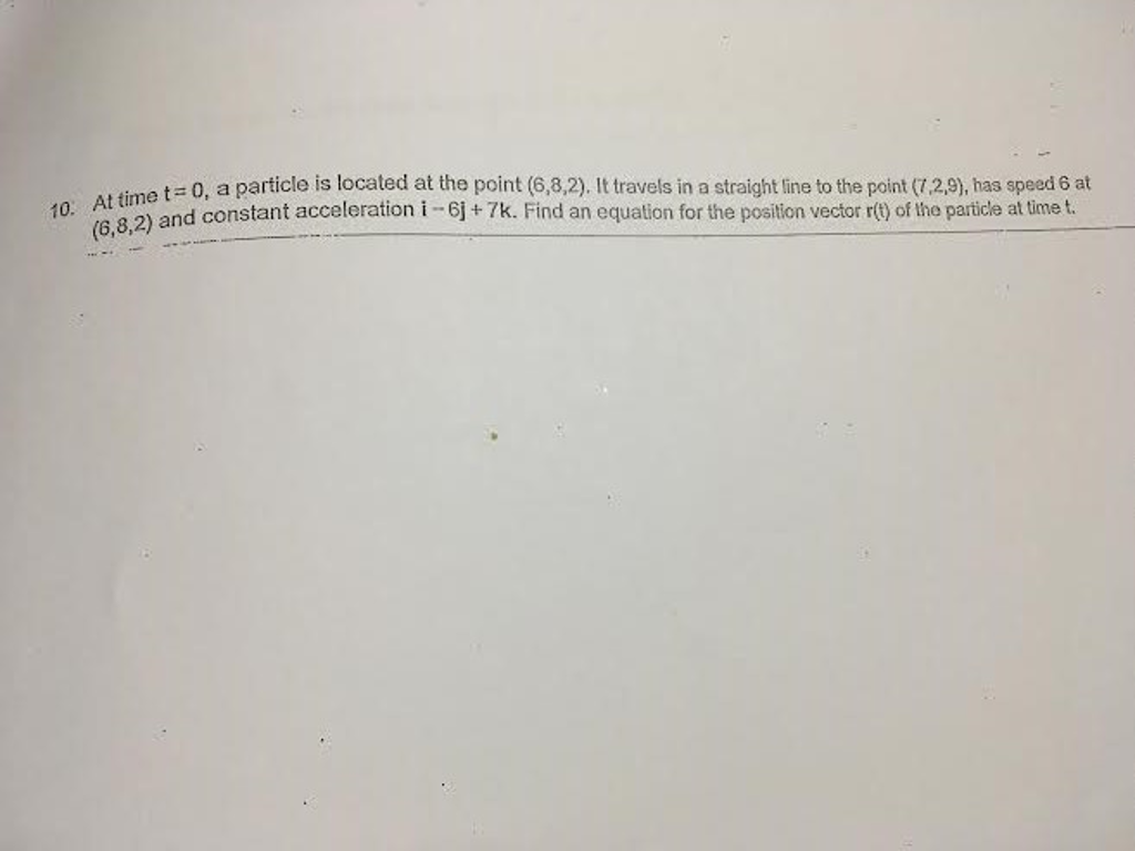 Solved At time t = 0, a particle is located at the point (6, | Chegg.com