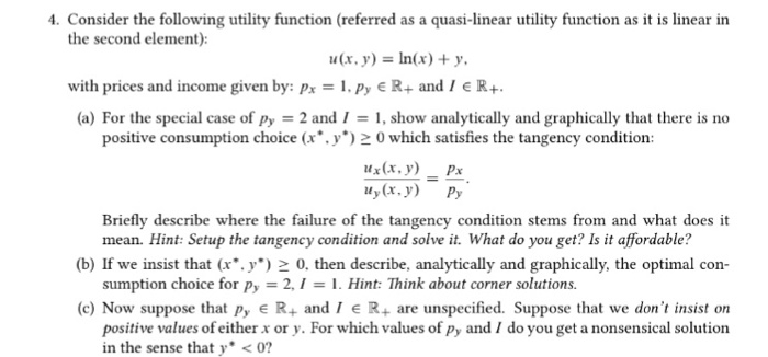 Solved Consider the following utility function (referred as | Chegg.com