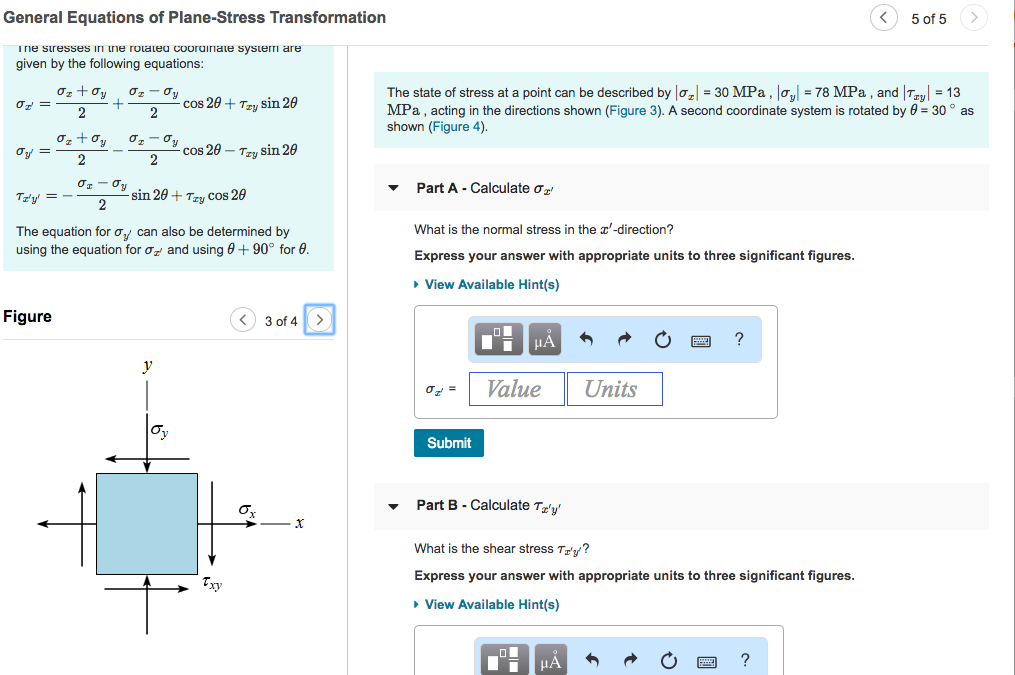 Solved General Equations of Plane-Stress Transformation 5 of | Chegg.com