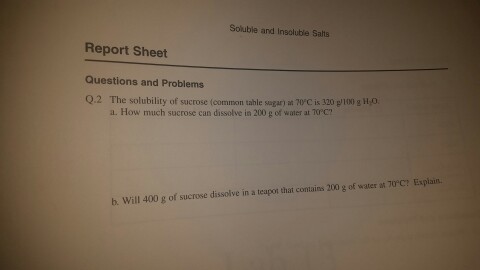 Solved The solubility of sucrose (common table sugar) at 70 | Chegg.com