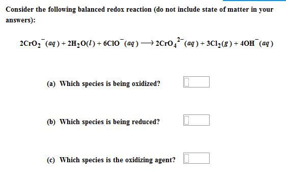 Solved Consider the following balanced redox reaction (do | Chegg.com