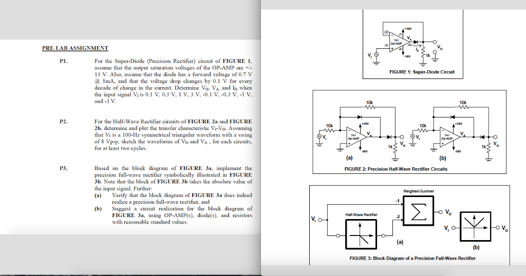 Solved For the Super-Diode (Precision Rectifier) circuit of | Chegg.com