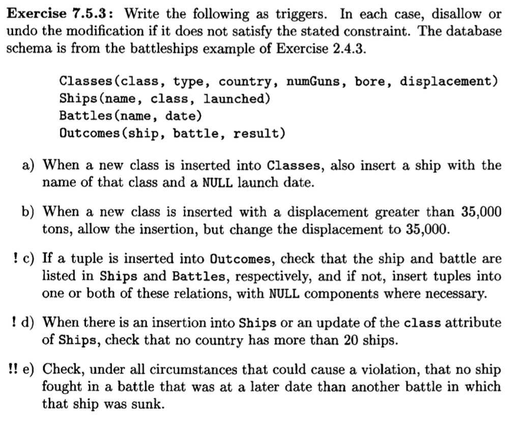 Solved Exercise 753 Write The Following As Triggers In 