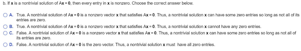 Solved b. If x is a nontrivial solution of Ax-0, then every | Chegg.com