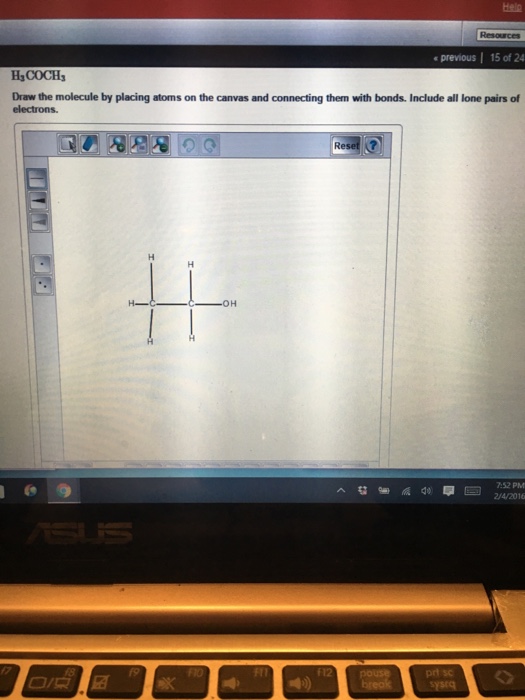 Solved Draw The Molecule By Placing Atoms On The Canvas And
