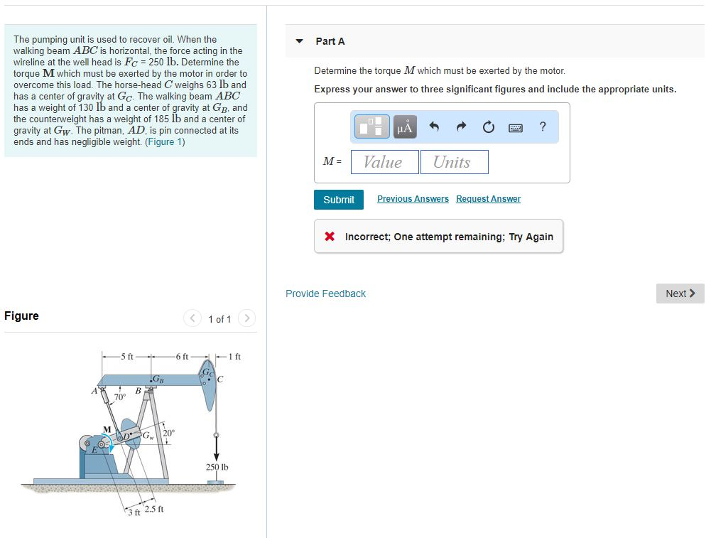 Solved The pumping unit is used to recover oil. When the | Chegg.com