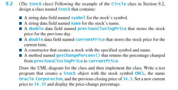 Solved 9.2 (The Stock class) Following the example of the | Chegg.com