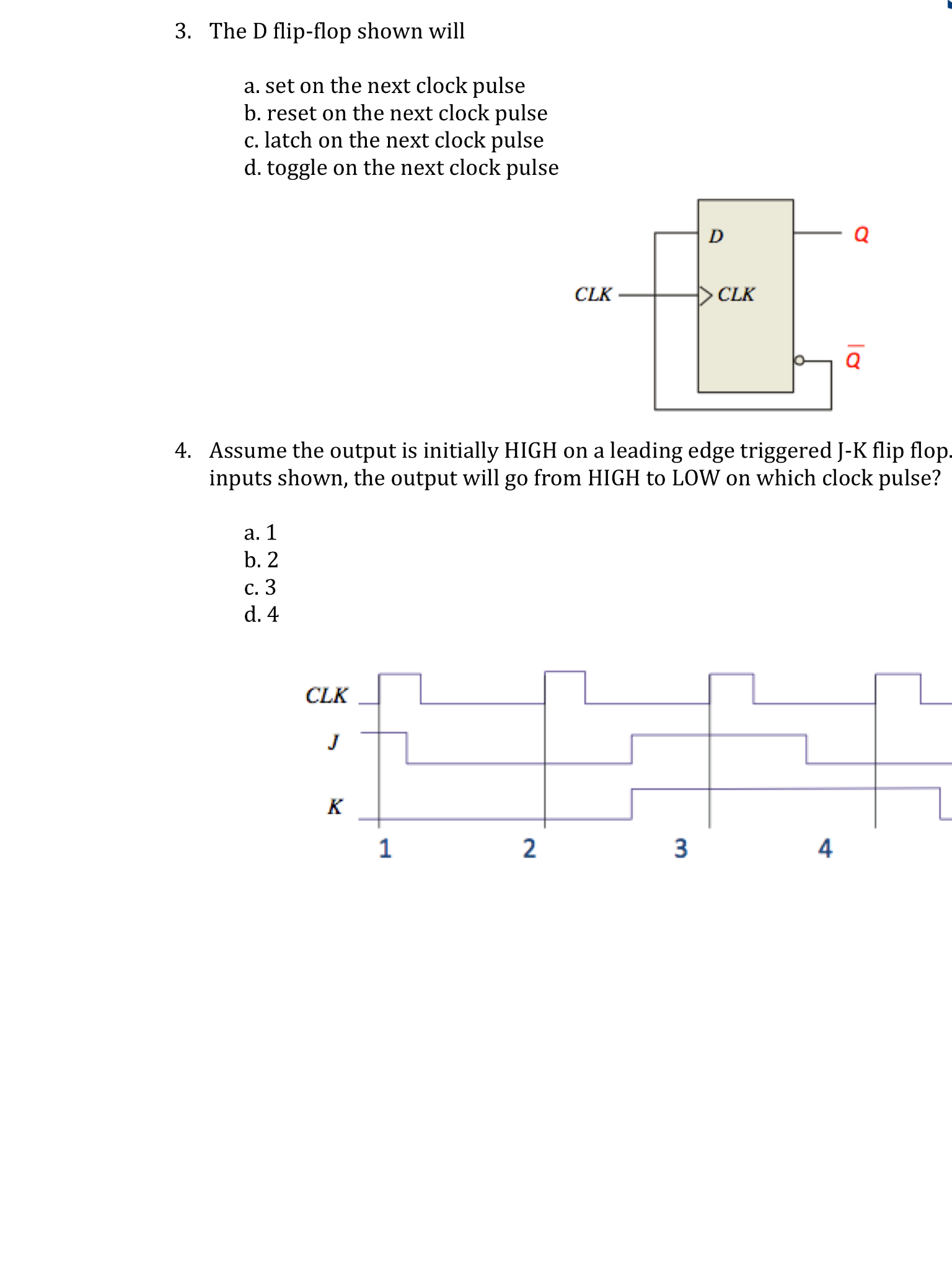 Solved The D flip-flop shown will set on the next clock | Chegg.com