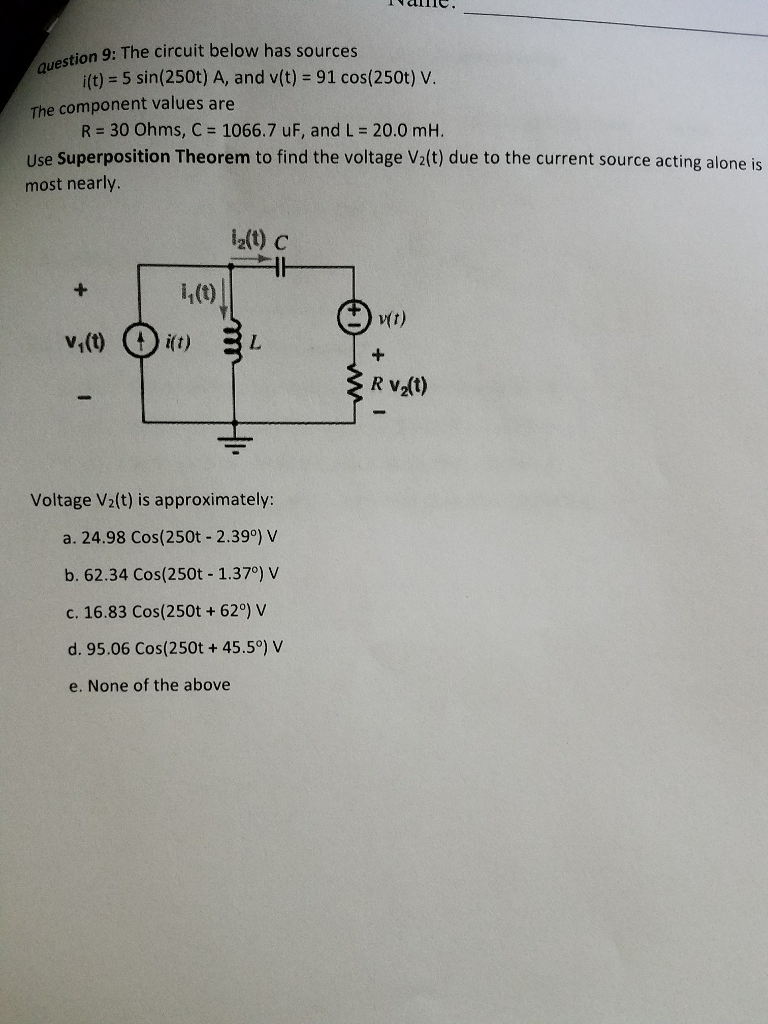 Solved Name: question 7: Find voltage Vx in the circuit | Chegg.com
