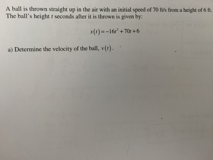 Solved A ball is thrown straight up in the air with an | Chegg.com