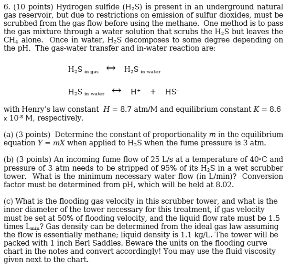 6. (10 points) Hvdrogen sulfide (H2S) is present in | Chegg.com