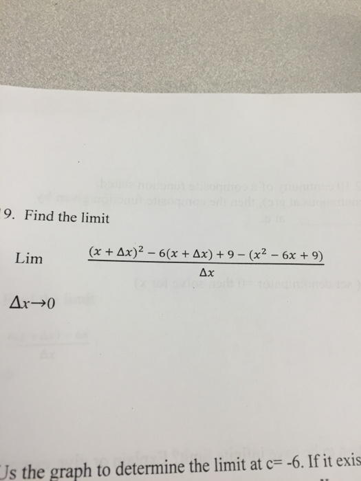 Solved Find the limit Lim (x + delta x)^2 - 6(x + delta x) | Chegg.com