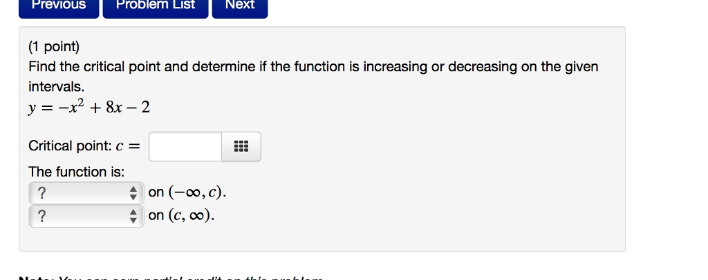 Solved Previous Problem List Next (1 point) Find the | Chegg.com